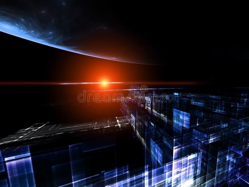 Space Technologies Abstract Stock Illustration - Illustration of golden ...