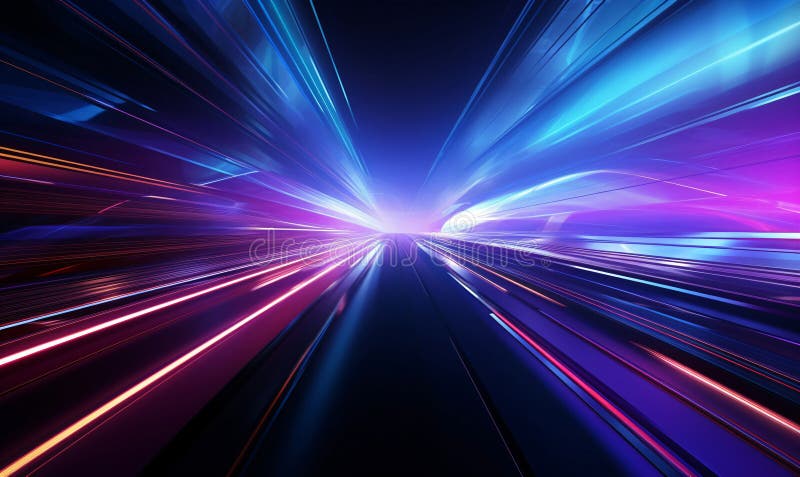 Space Technology Background with Fast Moving Light Particles. Cyber Big ...