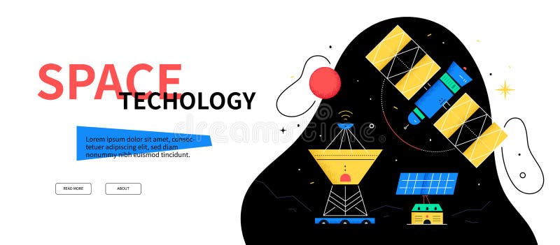Space Technology - Colorful Flat Design Style Web Banner Stock Vector ...