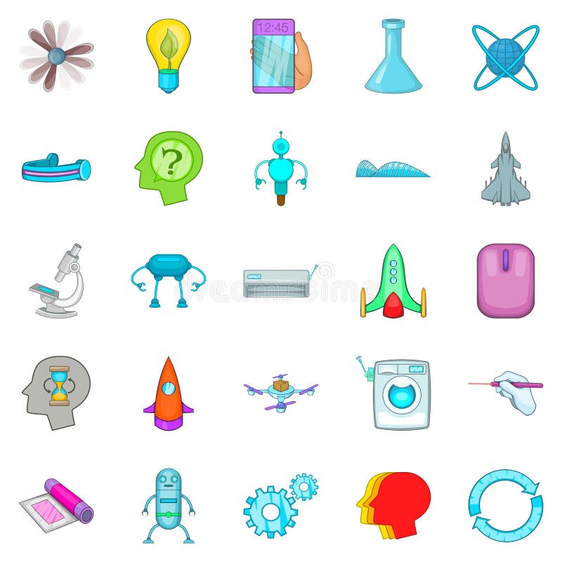 Space Technology Icons Set, Cartoon Style Stock Vector - Illustration ...