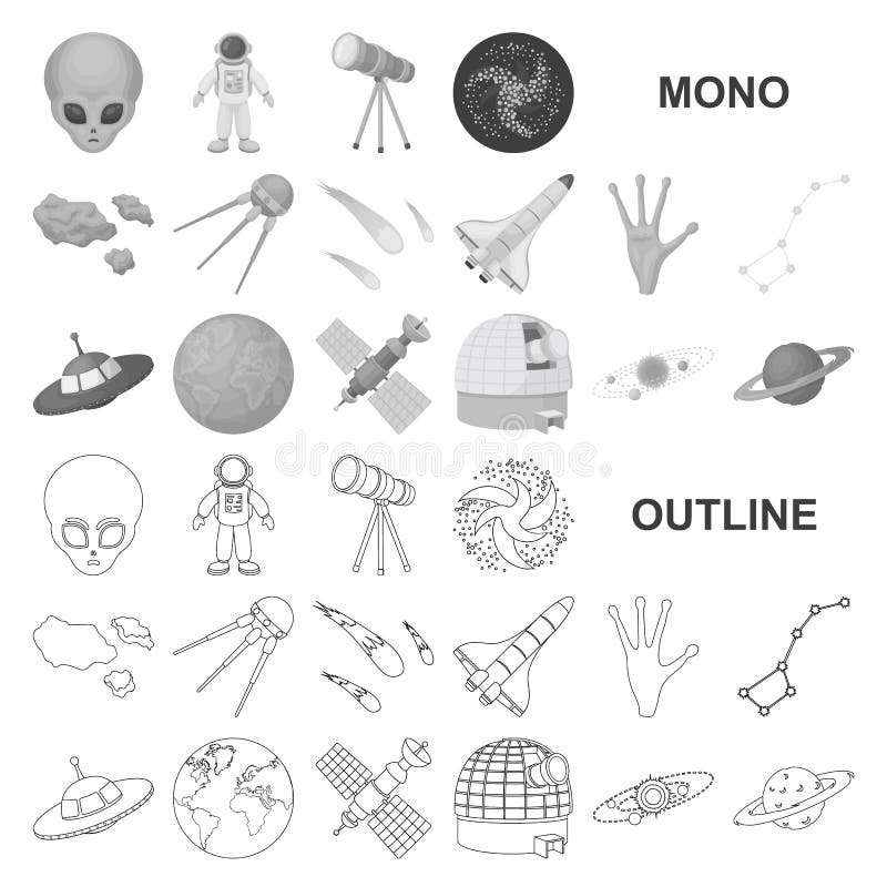 Space Technology Monochrom Icons in Set Collection for Design ...