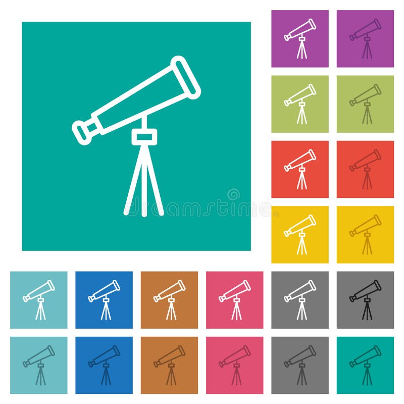 Space Telescope Outline Square Flat Multi Colored Icons Stock Vector ...