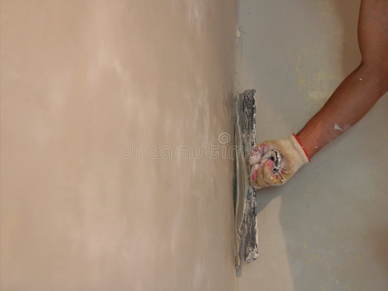 Copy-paste on Plastered Wall with Builder S Hand Stock Photo - Image of ...