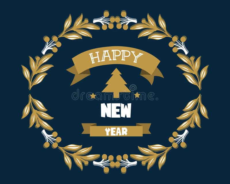 Space for Text, Happy New Year, with Modern Leaf Wreath Frame. Vector ...