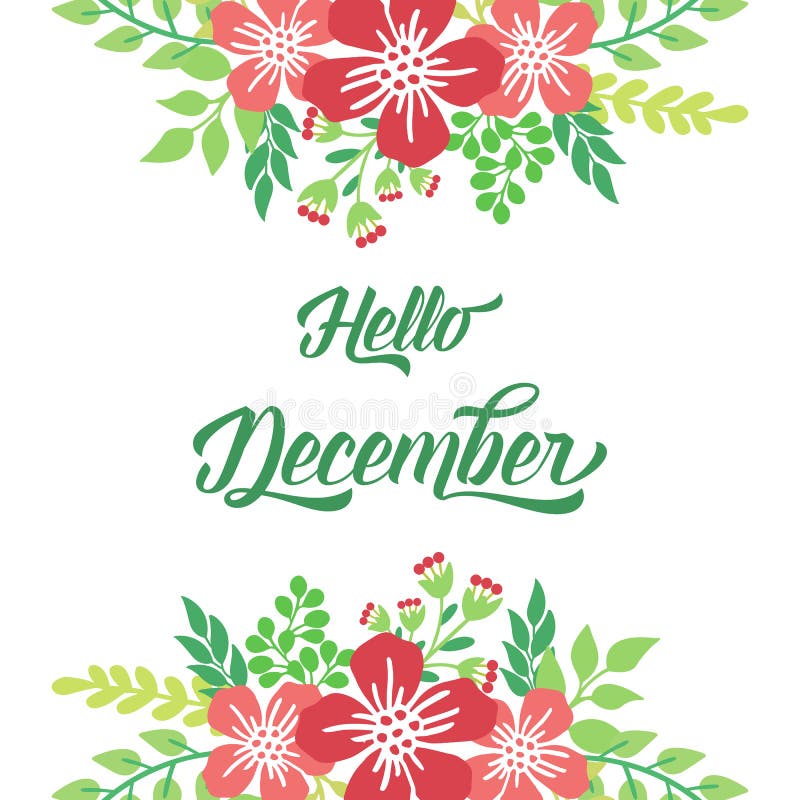 Space for Text, Hello December, with Beautiful Bright Wreath Frame ...