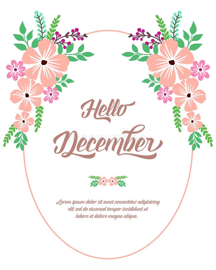 Space for Text, Hello December, with Beautiful Bright Wreath Frame ...