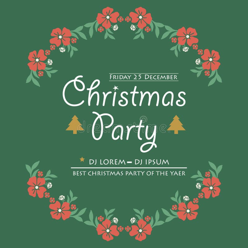 Space for Text, Template Christmas Party, with Pattern Orange Flower ...