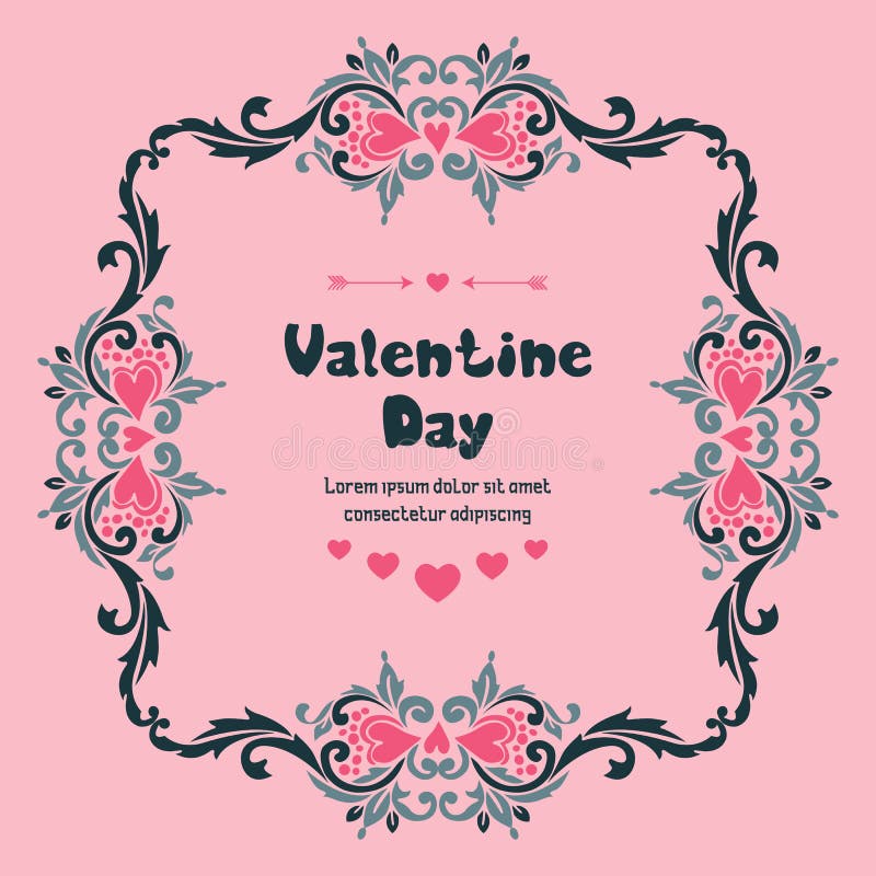 Space for Text, Valentine Day, Romantic, with Cute Leaves Frame. Vector ...