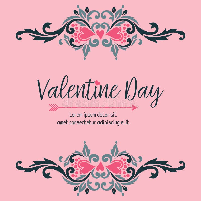 Space for Text, Valentine Day, Romantic, with Cute Leaves Frame. Vector ...