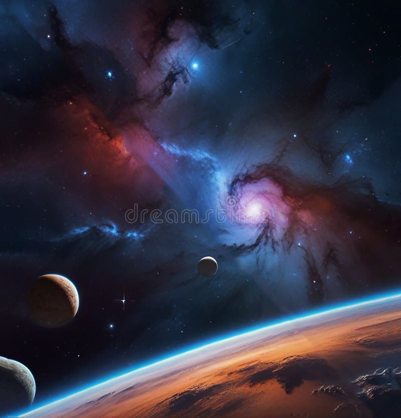 A Space-themed Background Design. Generative Ai Stock Illustration ...