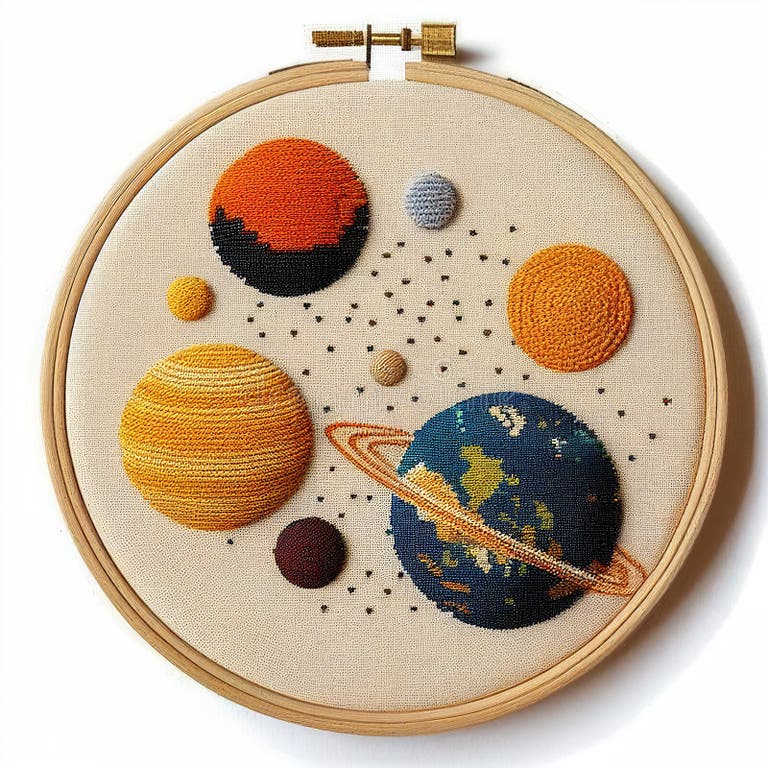 Space Themed Cross Stitch Pattern, Solar System Planets, AI Generated ...