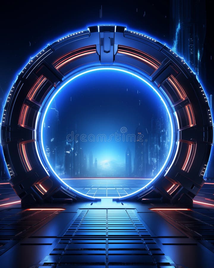 Space Themed Hallway, Laboratory. Stock Illustration - Illustration of ...