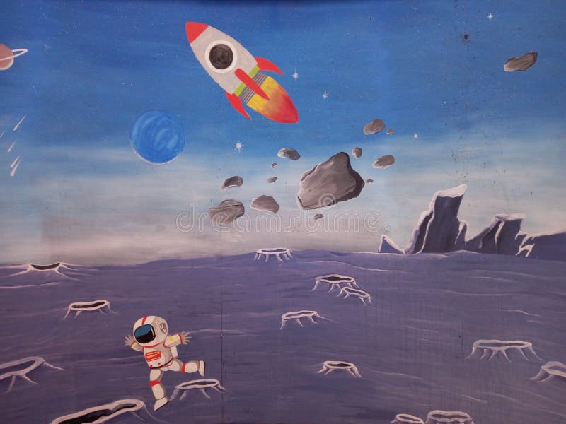 Space themed wall mural editorial stock photo. Image of blue - 250718188