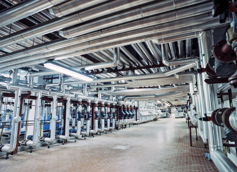 Thermal power plant room stock image. Image of boiler - 109494193