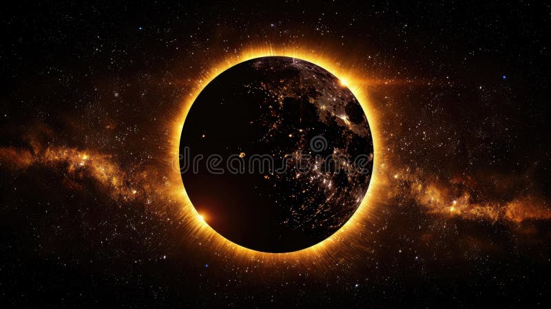 In Space, the Total Solar Eclipse Appears As the Moon Perfectly Covers ...