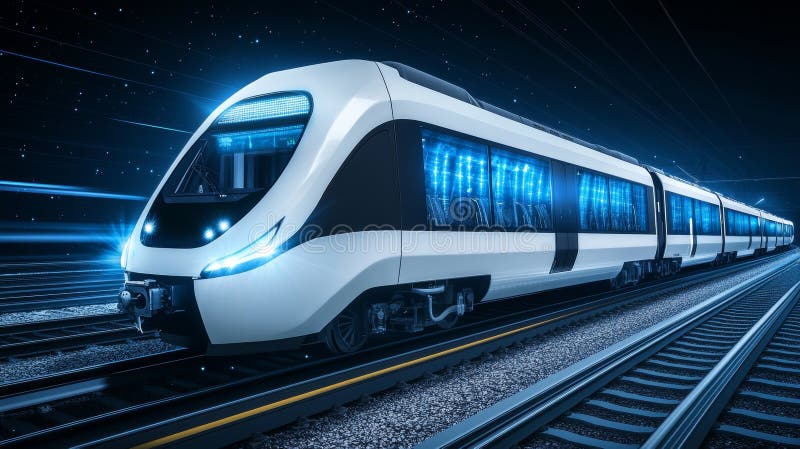 A Space Train, Styled in Anime, Moving through Galaxies with Dynamic ...