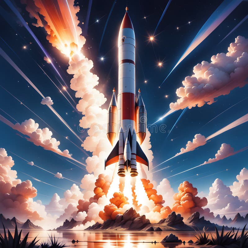 Space travel, AI-generatet stock illustration. Illustration of rockets ...