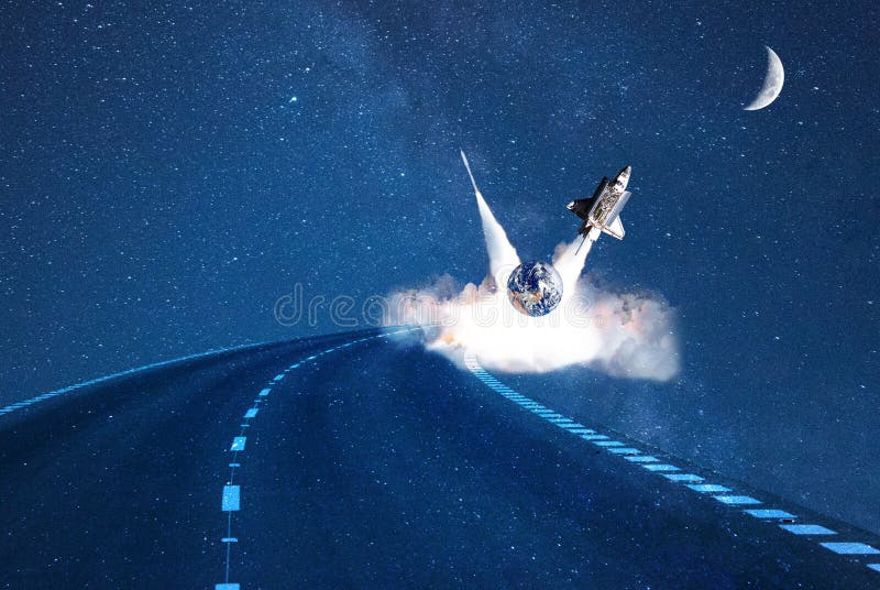 Space Travel Route in Outer Space Stock Image - Image of nature, global ...