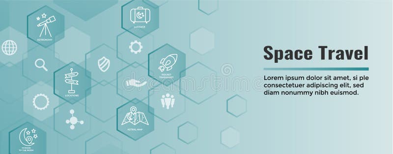 Space Travel or Tourism Web Header Banner with Spaceship, Telescope ...