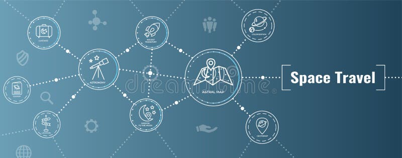 Space Travel or Tourism Web Header Banner with Spaceship, Telescope ...