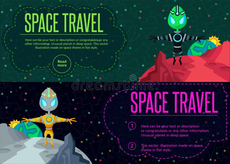 Space Travel. Vector Illustration in Style Flat Stock Vector ...