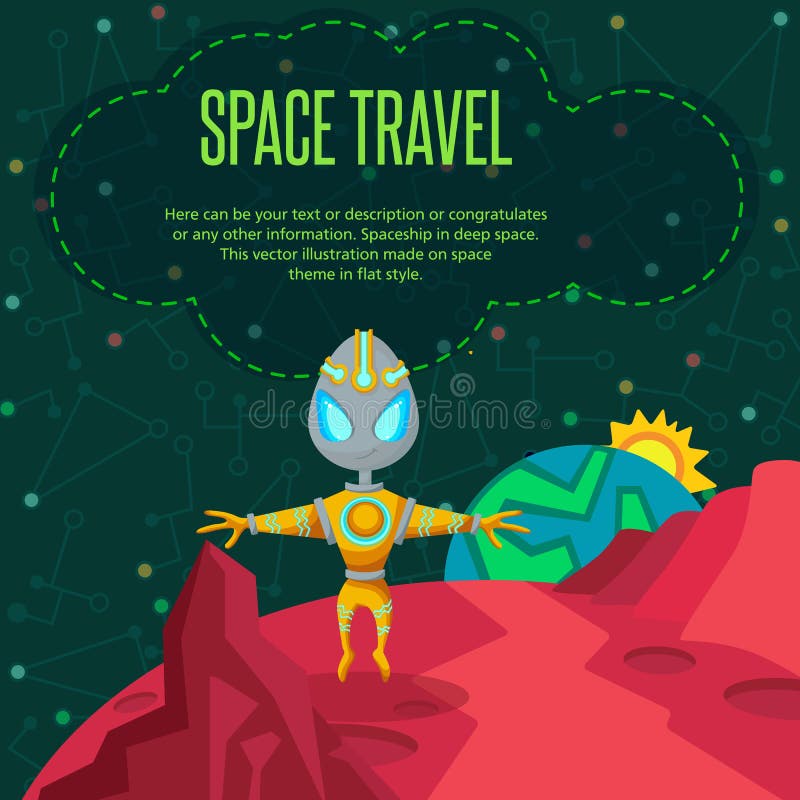 Space Travel. Vector Illustration in Style Flat Stock Vector ...