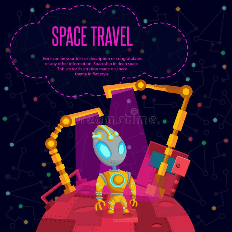 Space Travel. Vector Illustration in Style Flat Stock Vector ...