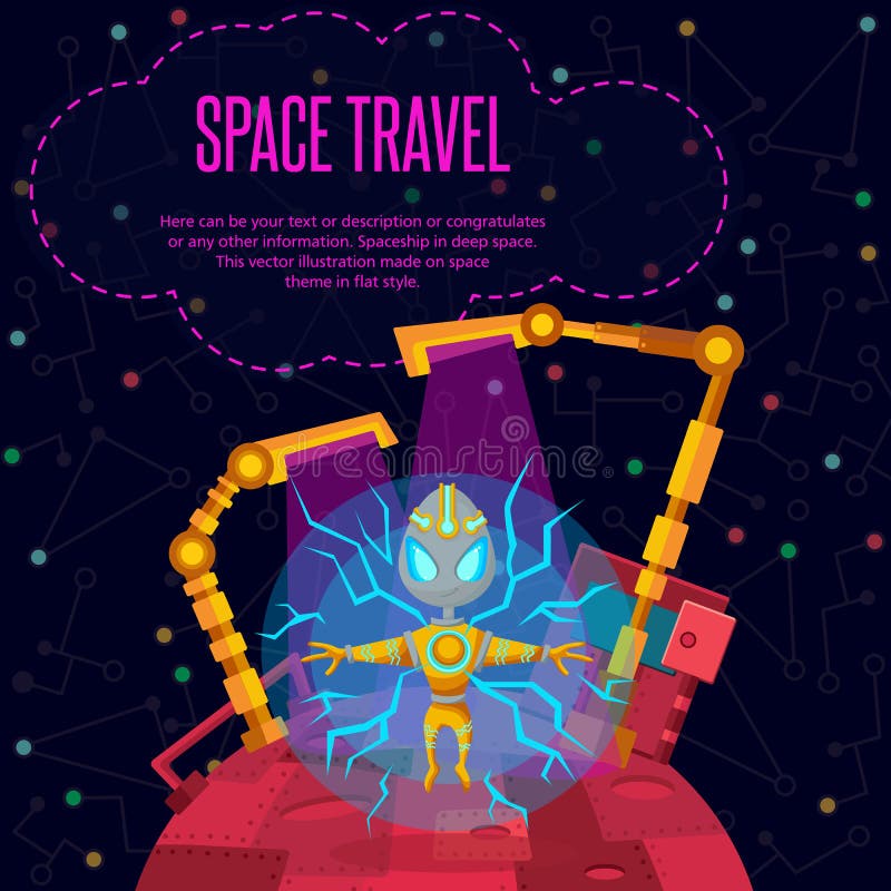 Space Travel. Vector Illustration in Style Flat Stock Vector ...