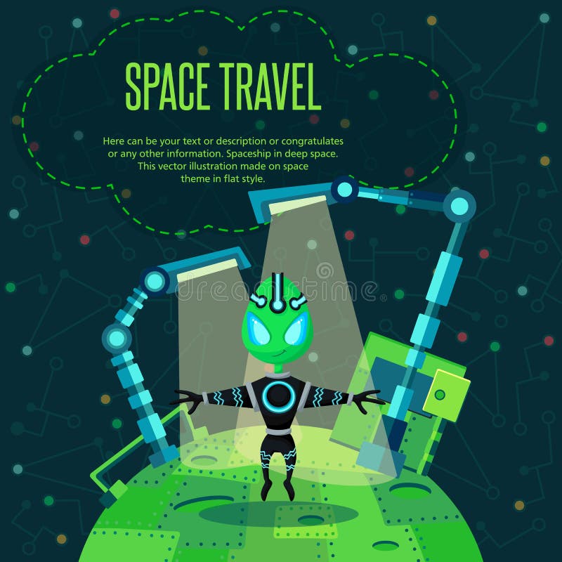 Space Travel. Vector Illustration in Style Flat Stock Vector ...