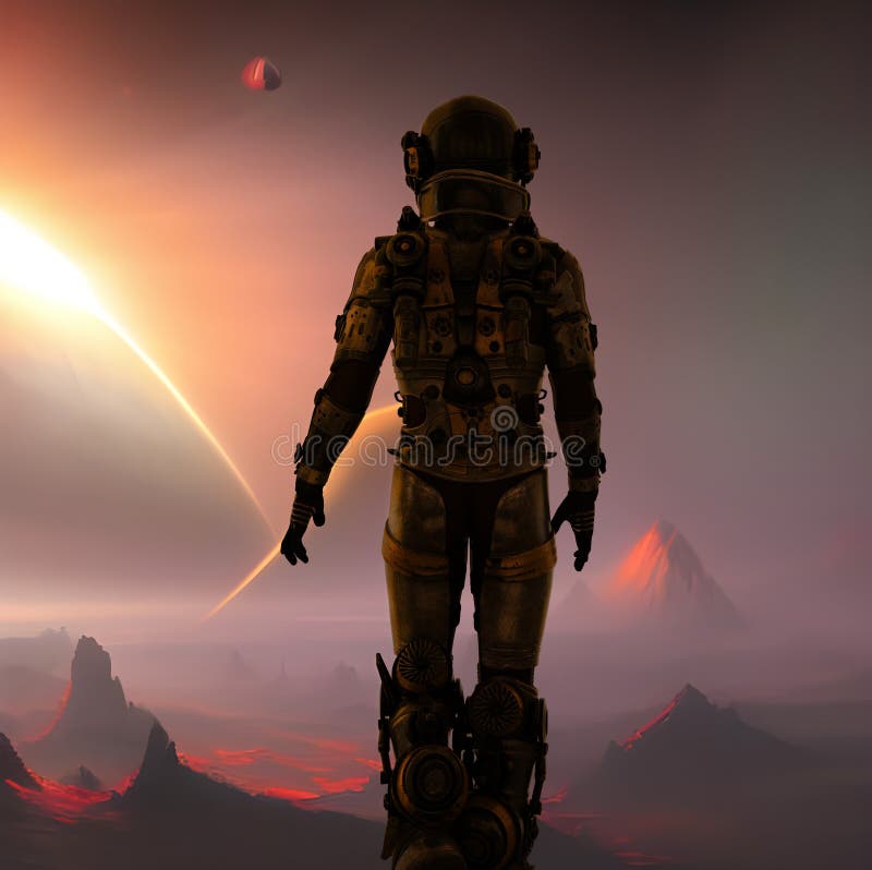 Space Traveler Watching a Meteorite in the Deep Space Stock ...