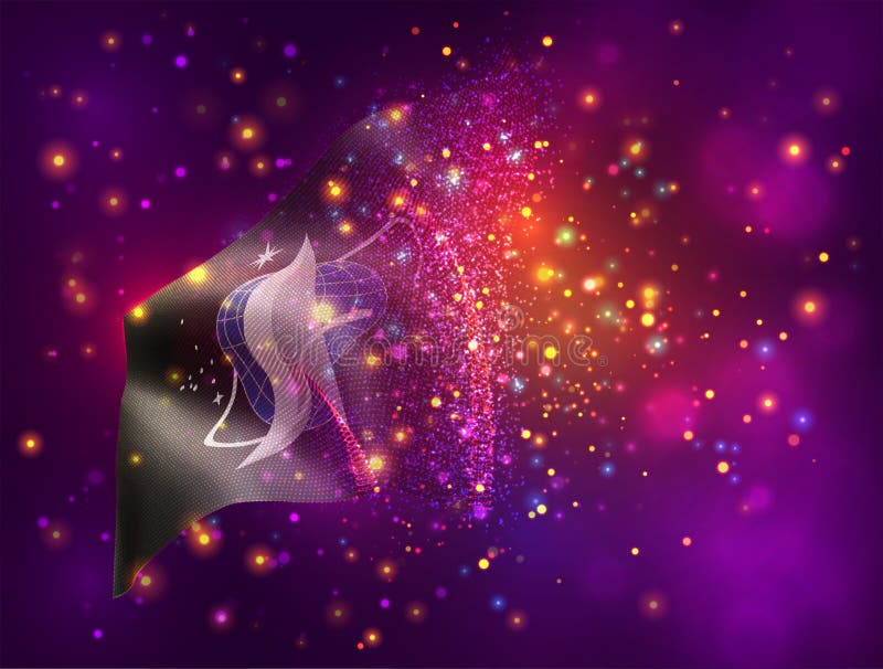 Space Troops on Vector 3d Flag on Pink Purple Background with Lighting ...