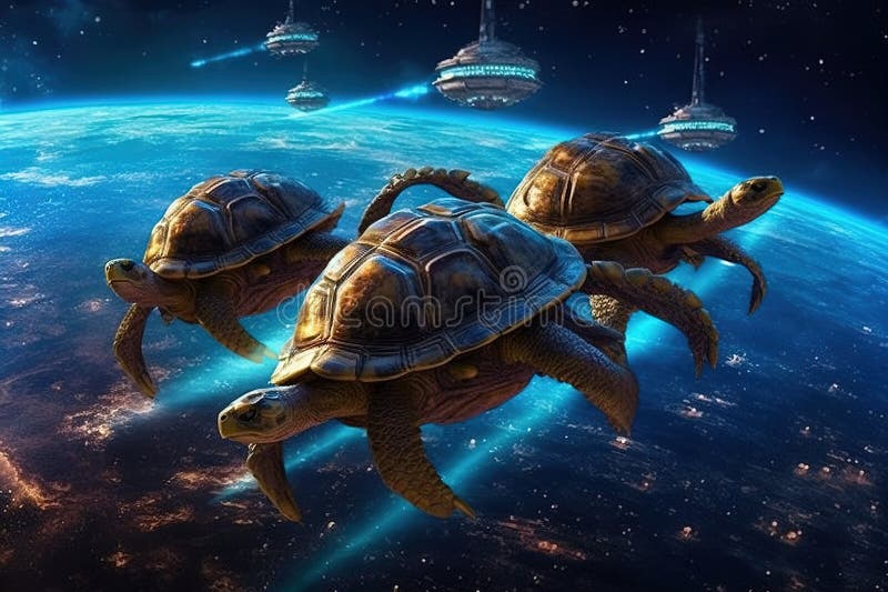 Space Turtles, Their Sleek Shells Equipped with High - Tech Propulsion ...