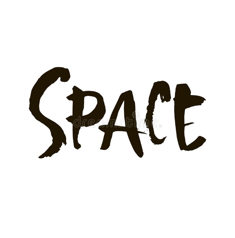 Space Typography Lettering - Handmade with Wet Brush and Black Ink ...