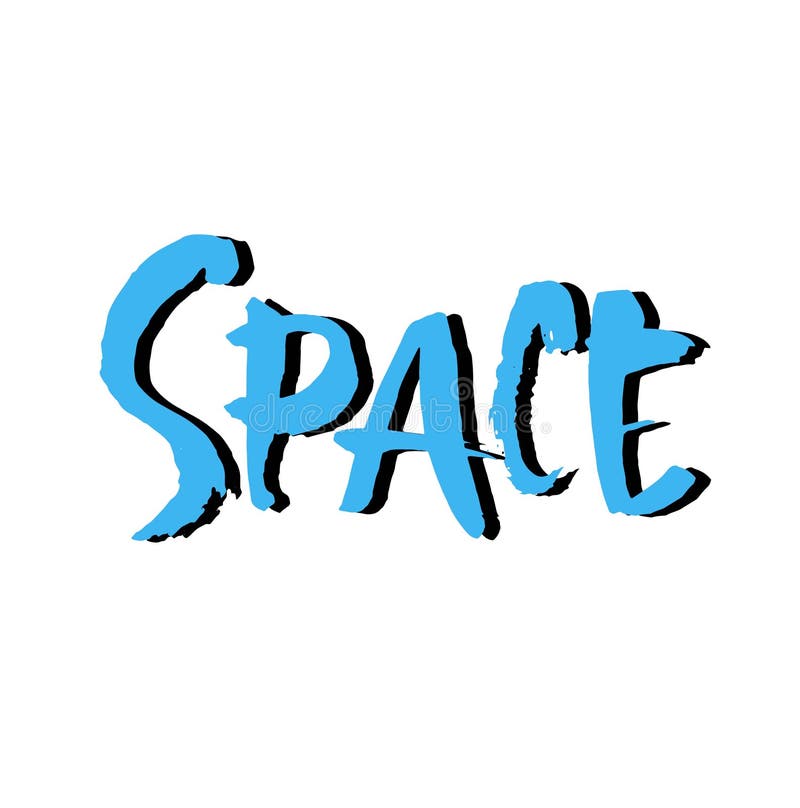 Space Typography Lettering - Handmade with Wet Brush and Black Ink ...