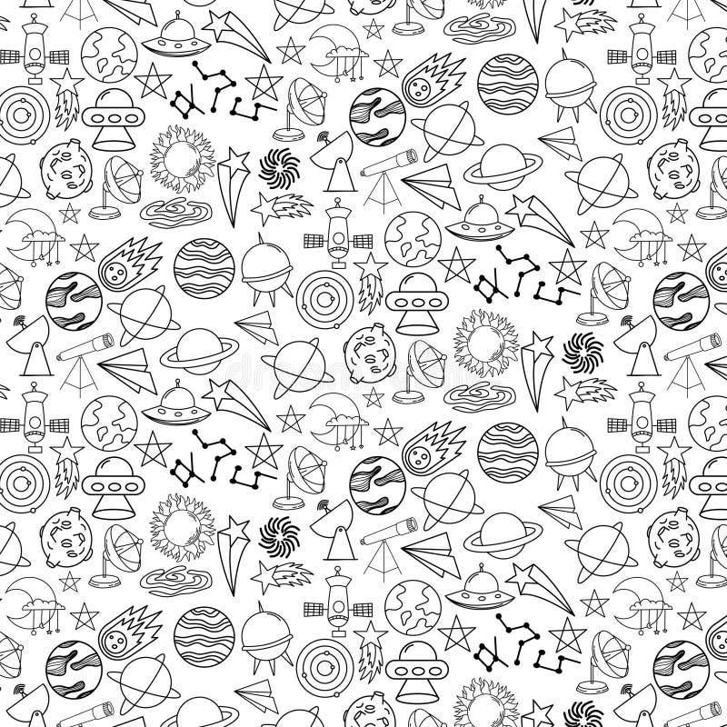 Space Universe Research Set Star Vector Icon Seamless Pattern Stock ...