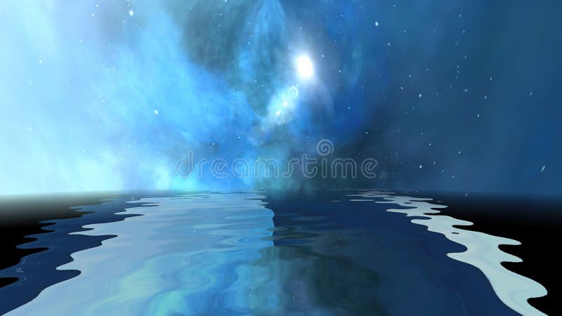 Space Universe with Stars and Galaxies Reflected in Water Stock ...