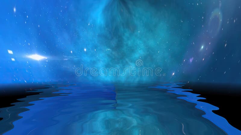 Space Universe with Stars and Galaxies Reflected in Water Stock ...
