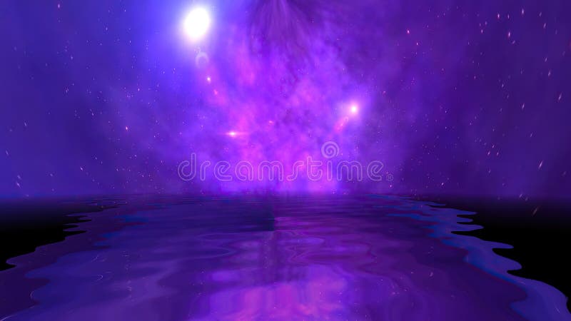 Space Universe with Stars and Galaxies Reflected in Water Stock ...