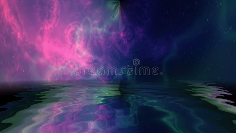 Space Universe with Stars and Galaxies Reflected in Water Stock ...