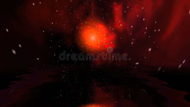 Space Universe with Stars and Galaxies Reflected in Water Stock ...