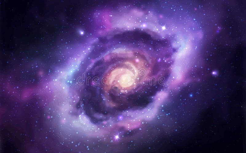 Space Vector Background with Realistic Spiral Galaxy and Shining Stars ...