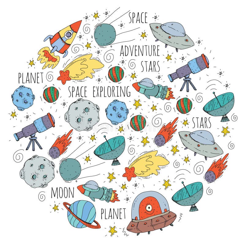 Space Vector Illustration. Science, Technology Pattern. Rocket and ...