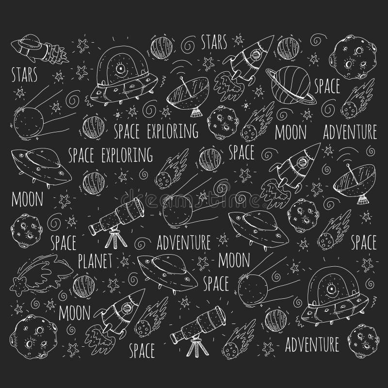 Space Vector Illustration. Science, Technology Pattern. Rocket and ...