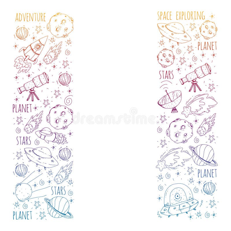 Space Vector Illustration. Science, Technology Pattern. Rocket and ...