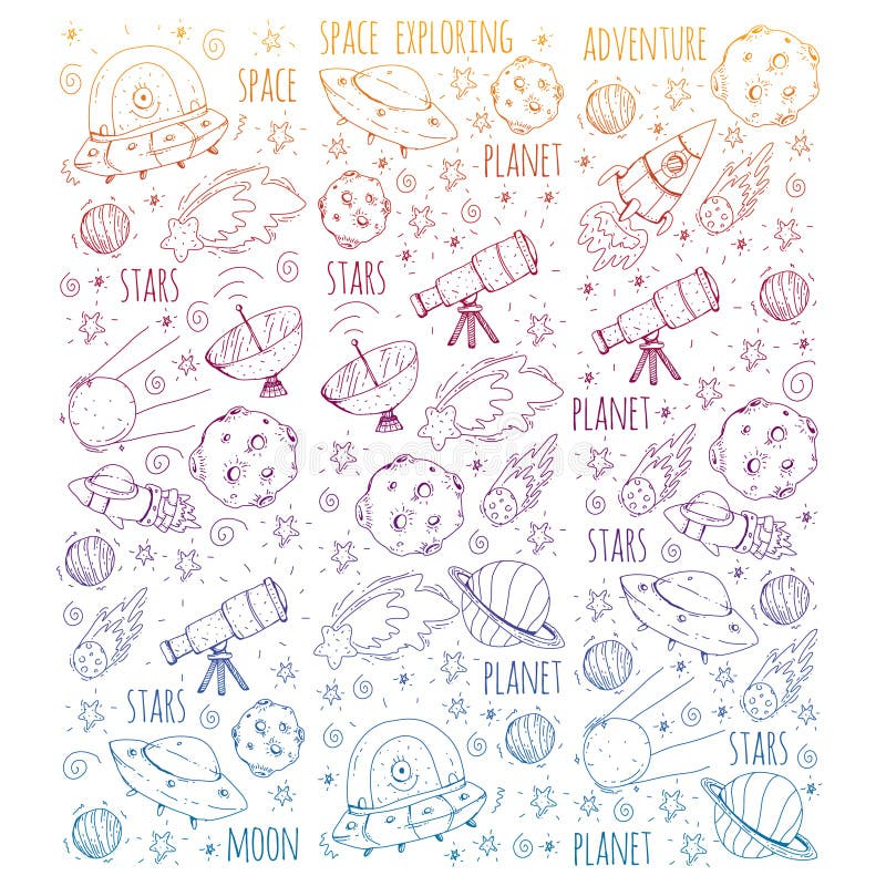 Space Vector Illustration. Science, Technology Pattern. Rocket and ...