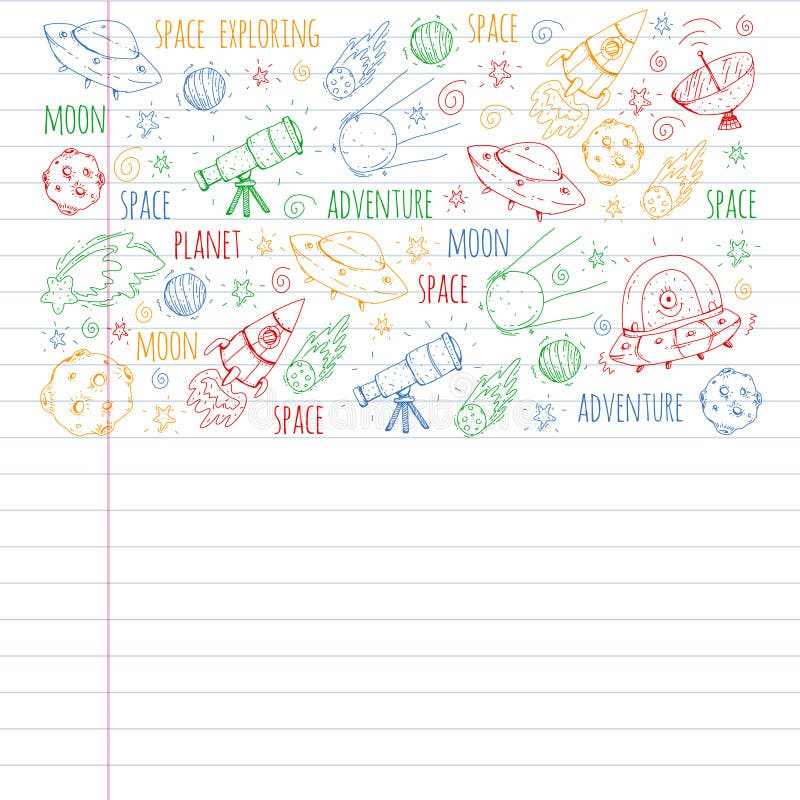 Space Vector Illustration. Science, Technology Pattern. Rocket and ...