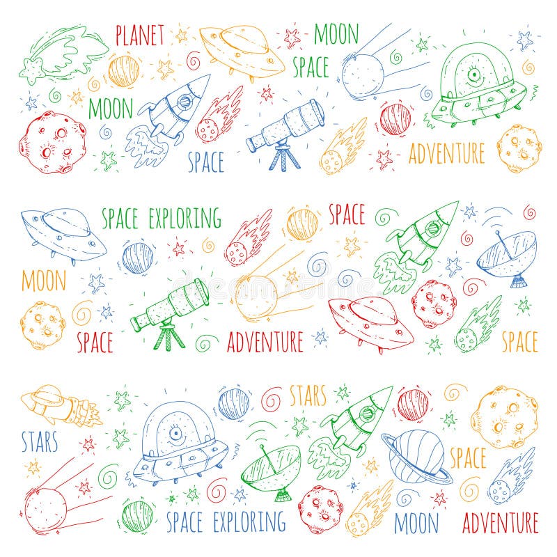 Space Vector Illustration. Science, Technology Pattern. Rocket and ...