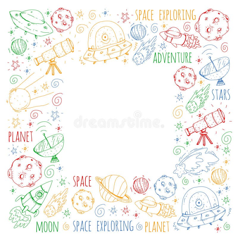 Space Vector Illustration. Science, Technology Pattern. Rocket and ...