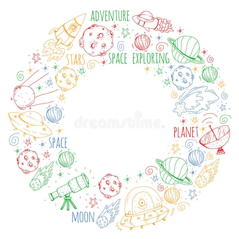 Space Vector Illustration. Science, Technology Pattern. Rocket and ...