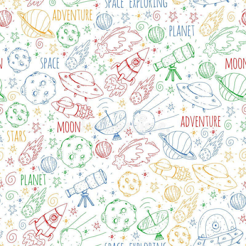 Space Vector Illustration. Science, Technology Pattern. Rocket and ...